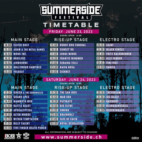 Summerside Festival 2023 - Ablauf/Zeitplan