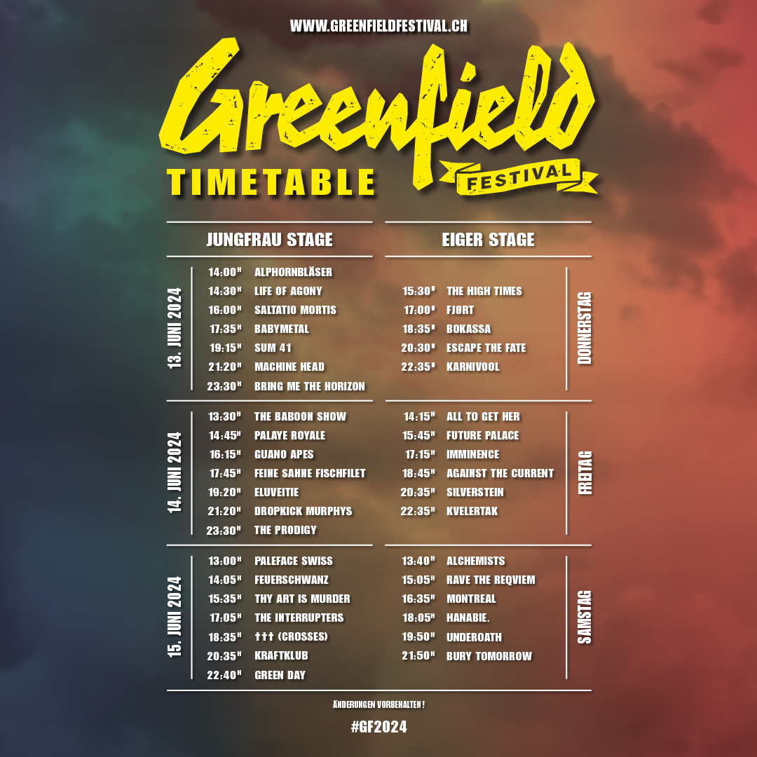 Greenfield Festival 2024 - Ablauf/Zeitplan