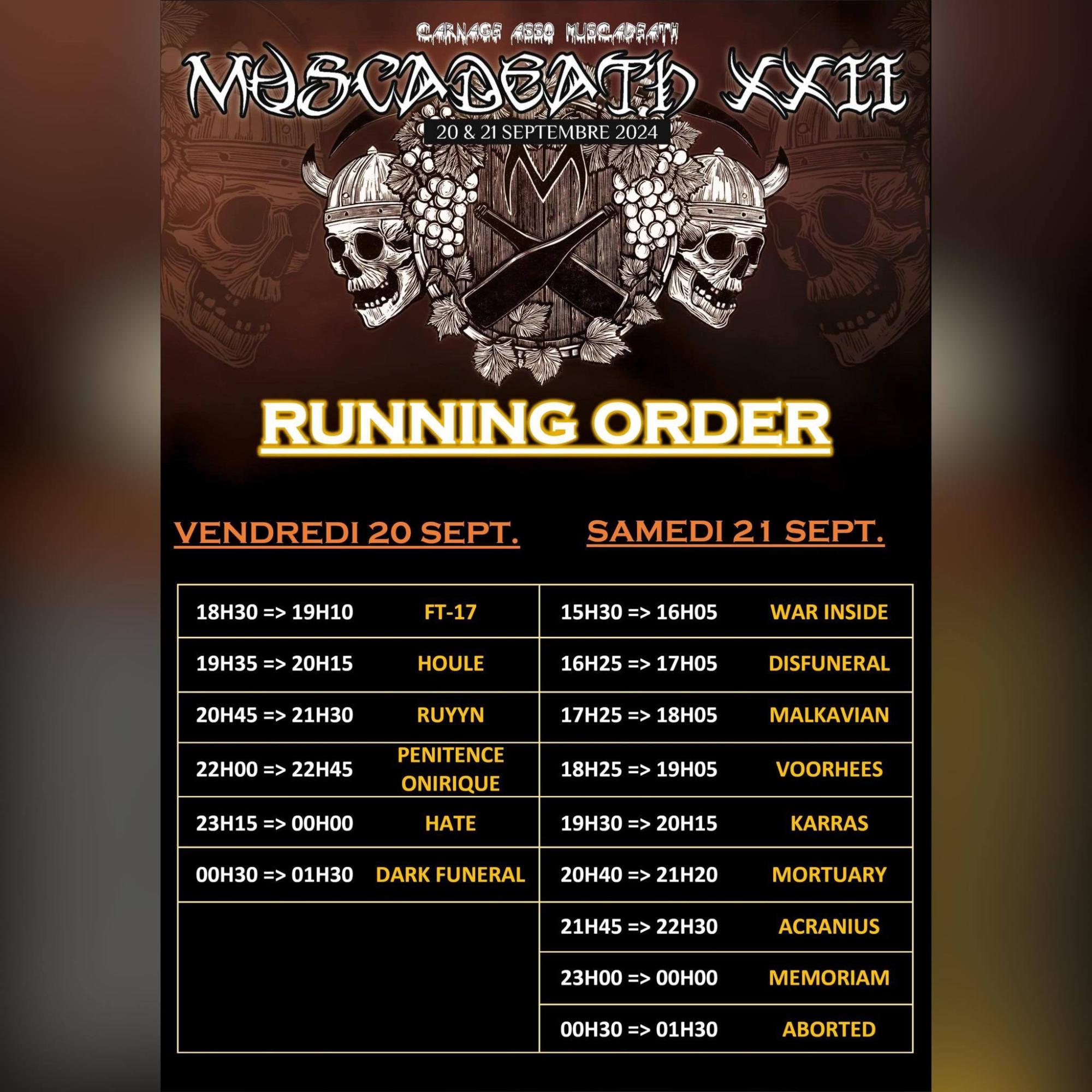 Muscadeath 2024 - Running Order | Concerts-Metal