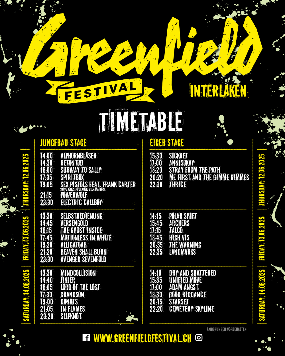 Greenfield Festival 2025 - Ablauf/Zeitplan